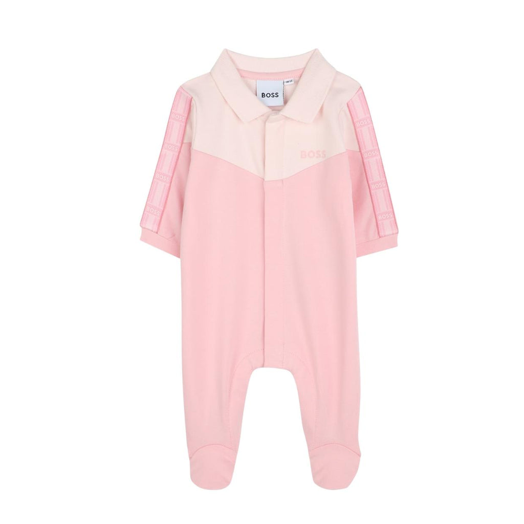 BOSS Baby Logo Tape Pink Babygrow | Buy Online at Retro Design...