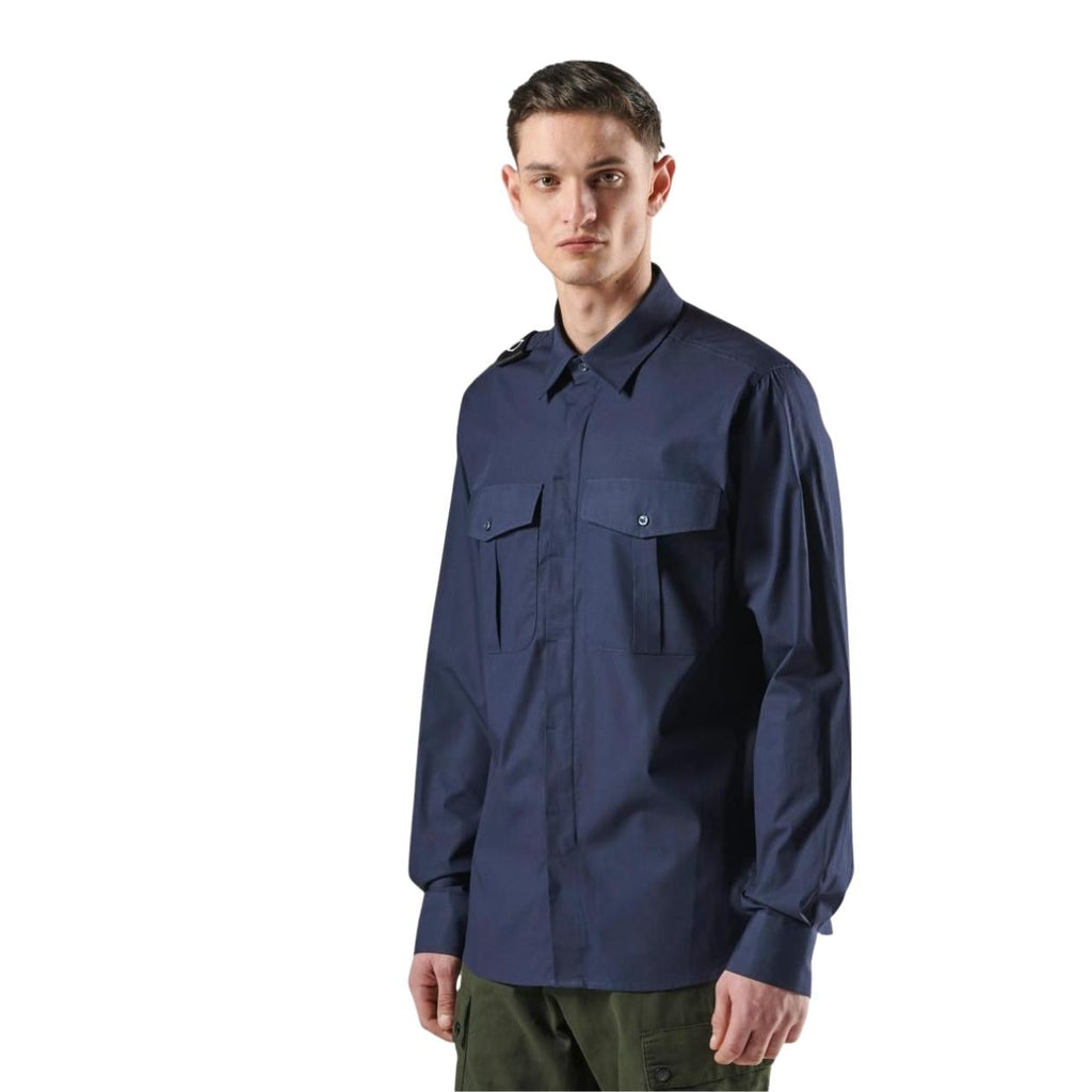 MA.STRUM Logo Badge Ink Navy Cyclone Shirt