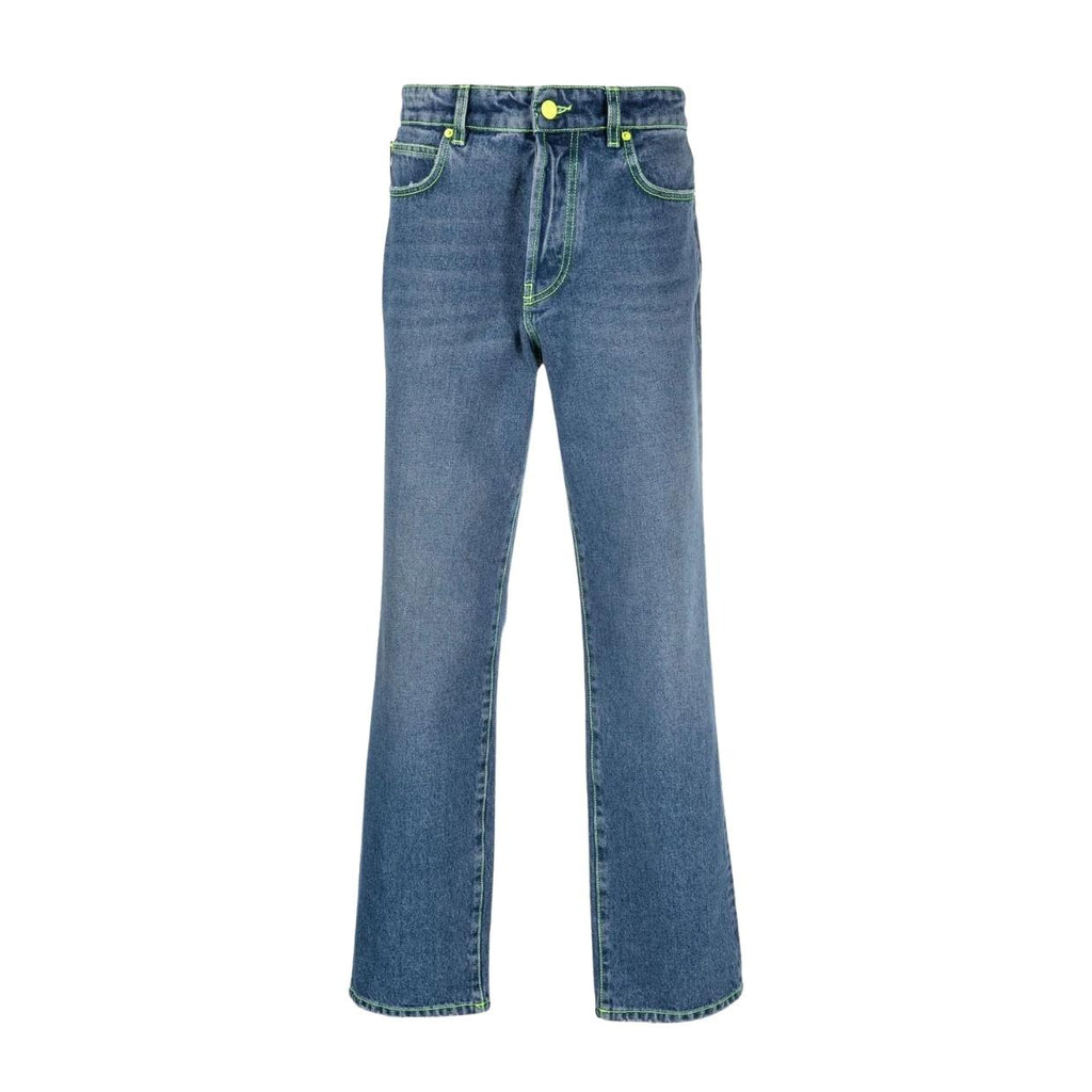 MSGM Neon Stitch Logo Denim Jeans | Buy Online at Retro Design...